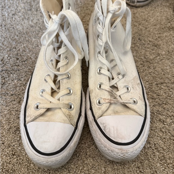 Converse | Shoes | Hightop Platform White Converse Canvas Sneakers ...